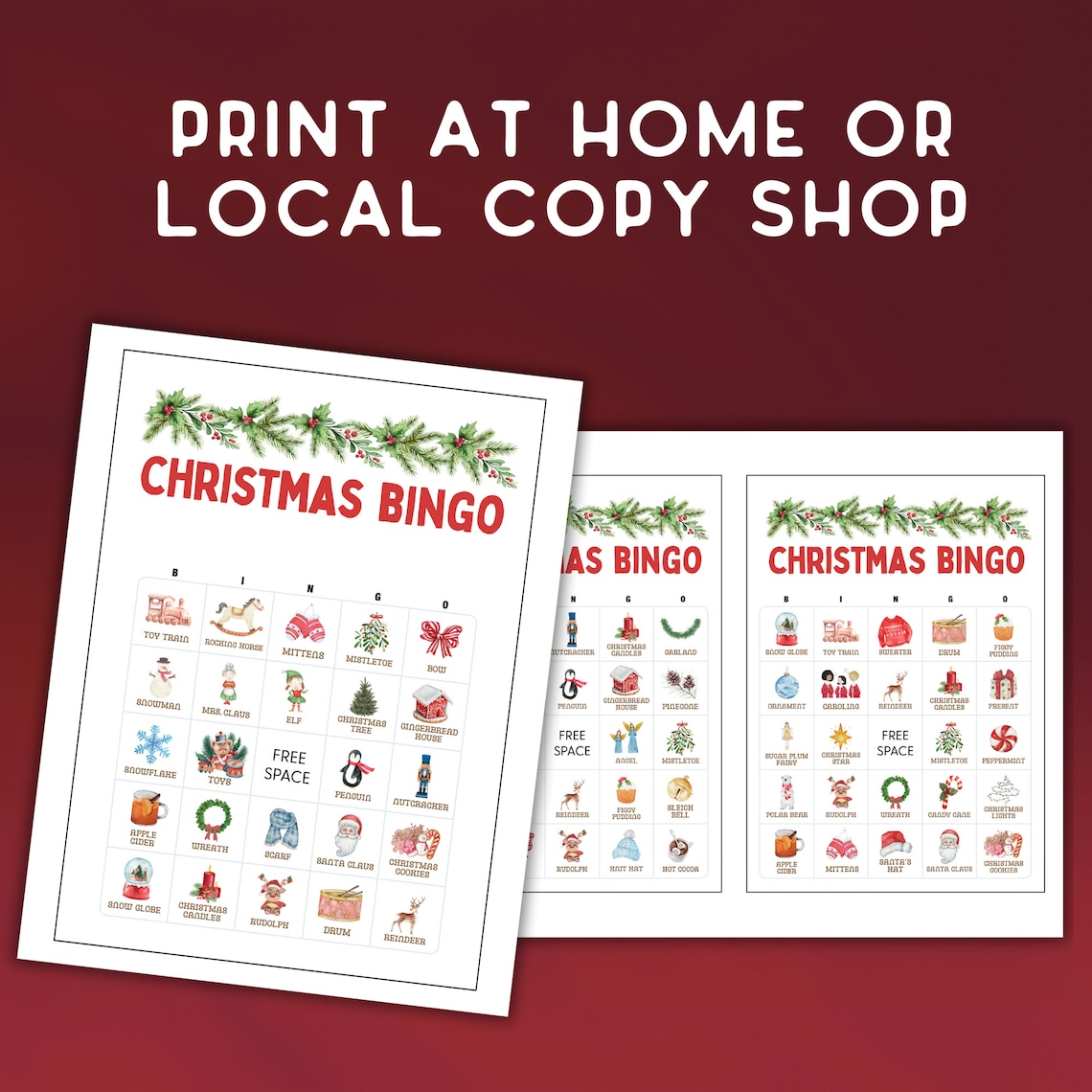100 Christmas Bingo Cards Printable Game for Kids and Adults, Christmas ...