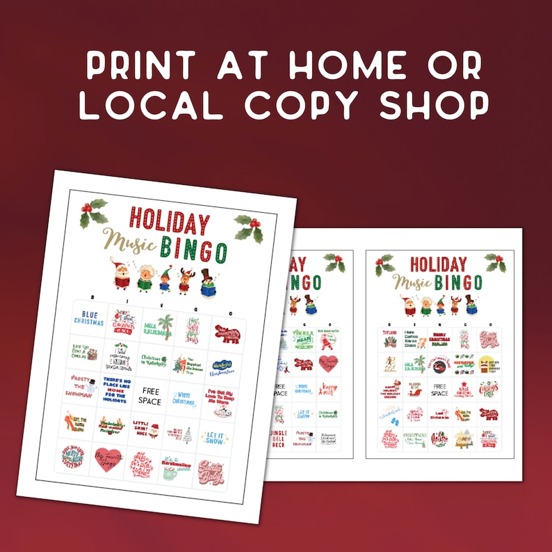 100 Non-secular Holiday Music Bingo Cards Printable Game for Kids and ...