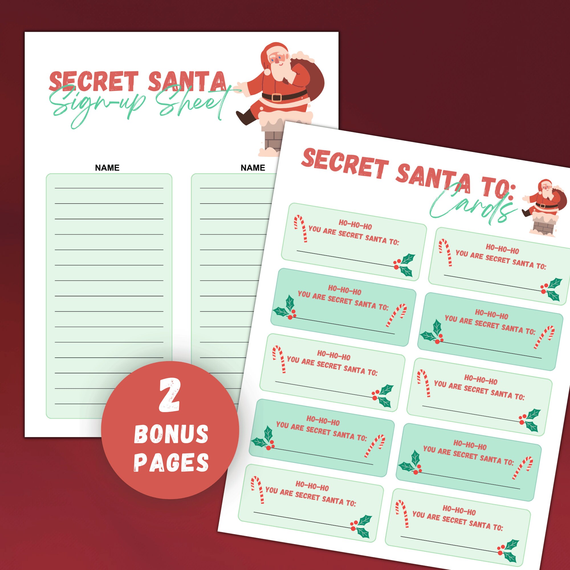 Secret Santa Questionnaire Fillable PDF AND Sign up Sheet Printable for ...