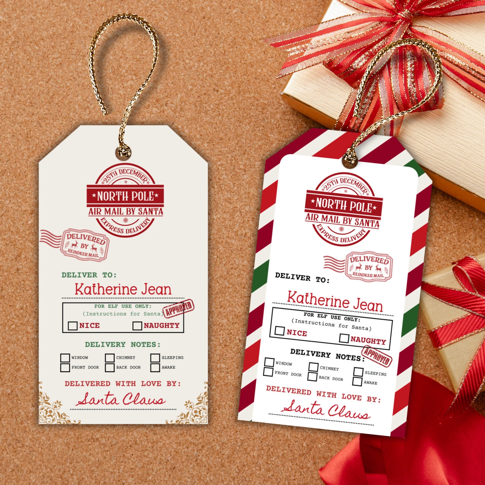 Santa Gift Tags Template | Santa Tags Printable | Authentic Santa Tags ...