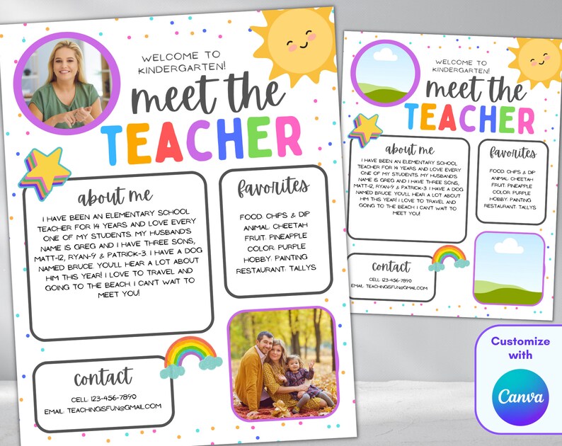 Retro Rainbow Meet the Teacher Template Meet the Teacher - Etsy