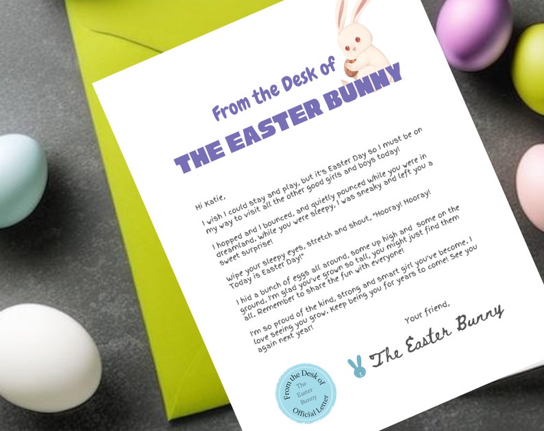 Editable Easter Bunny Letter Template, From the Desk of the Easter ...