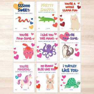 Printable Classroom Valentine's Day Cards for Kids Class, Animal Cards ...