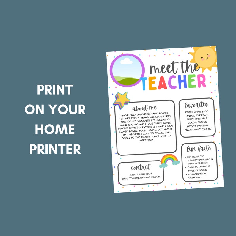 Retro Rainbow Meet the Teacher Template, Meet the Teacher Editable ...