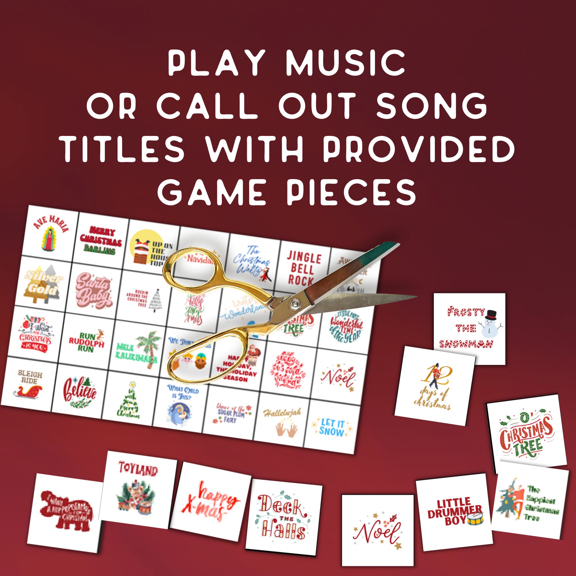 100 Christmas Carol Bingo Cards Printable Game for Kids and Adults-80 ...