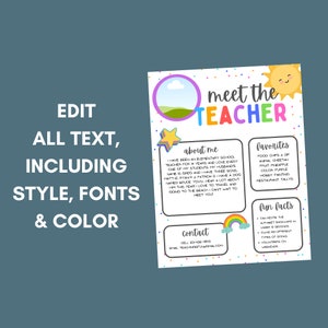 Retro Rainbow Meet the Teacher Template, Meet the Teacher Editable ...