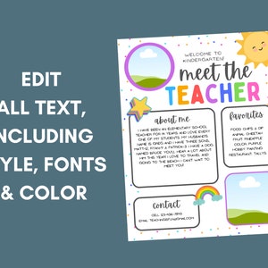 Retro Rainbow Meet the Teacher Template, Meet the Teacher Editable ...