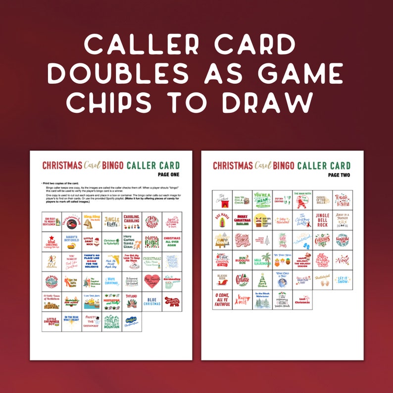 100 Christmas Carol Bingo Cards Printable Game for Kids and Adults-80 ...