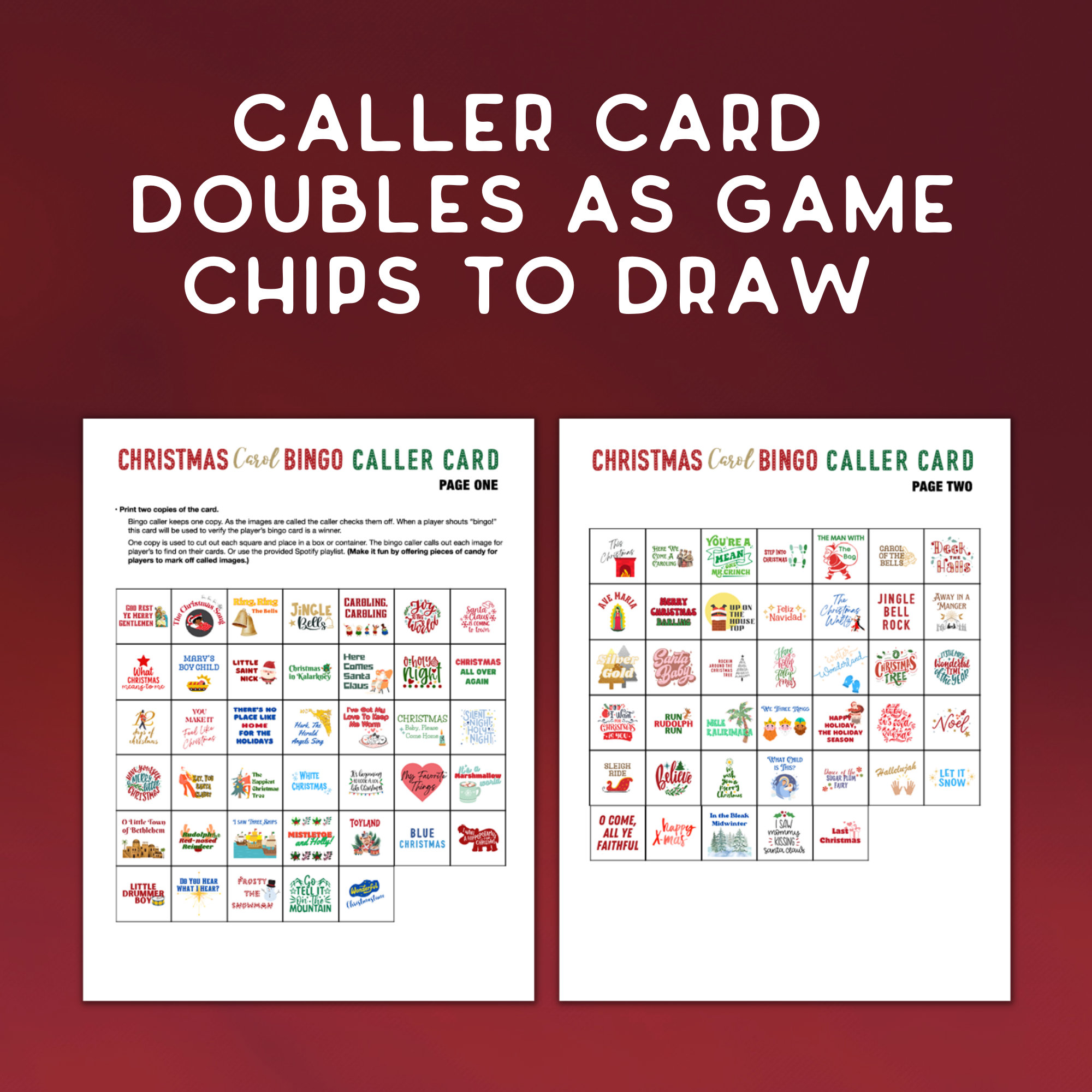100 Christmas Carol Bingo Cards Printable Game for Kids and Adults-80 ...
