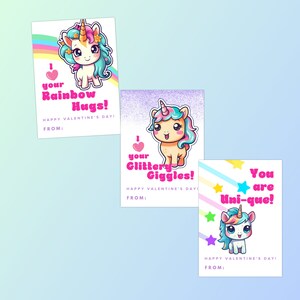 Printable Unicorn Valentine Cards Classroom Valentines Valentine ...