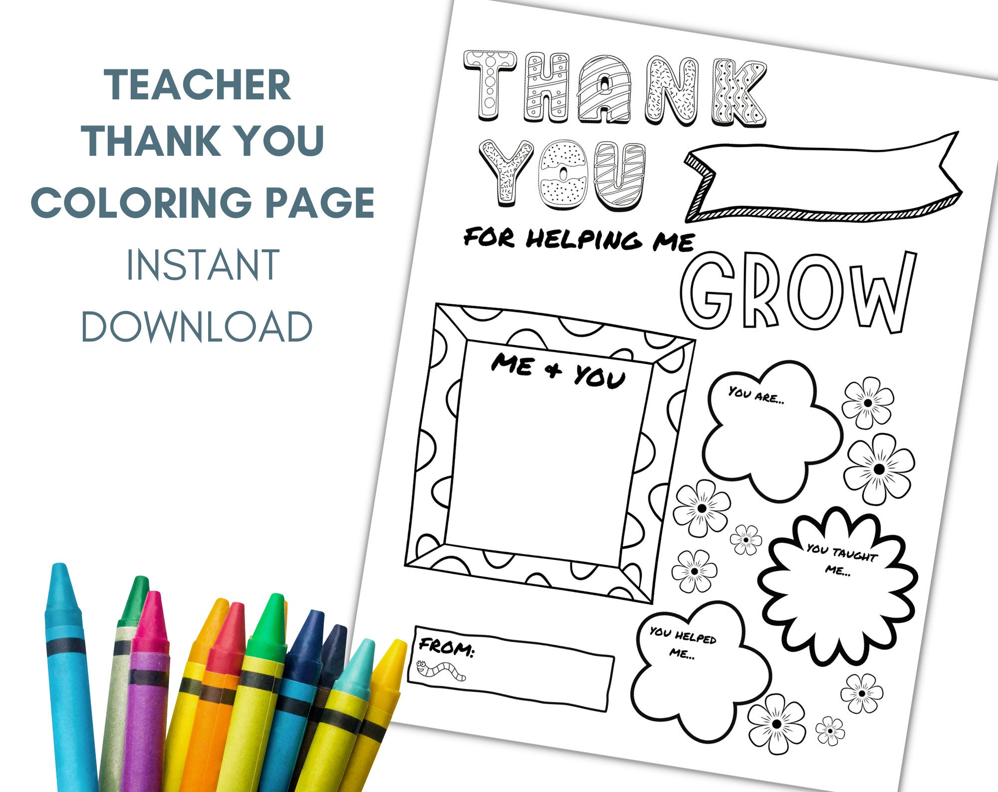 Teacher Appreciation Printable Coloring Page, End of Year Teacher Gift ...