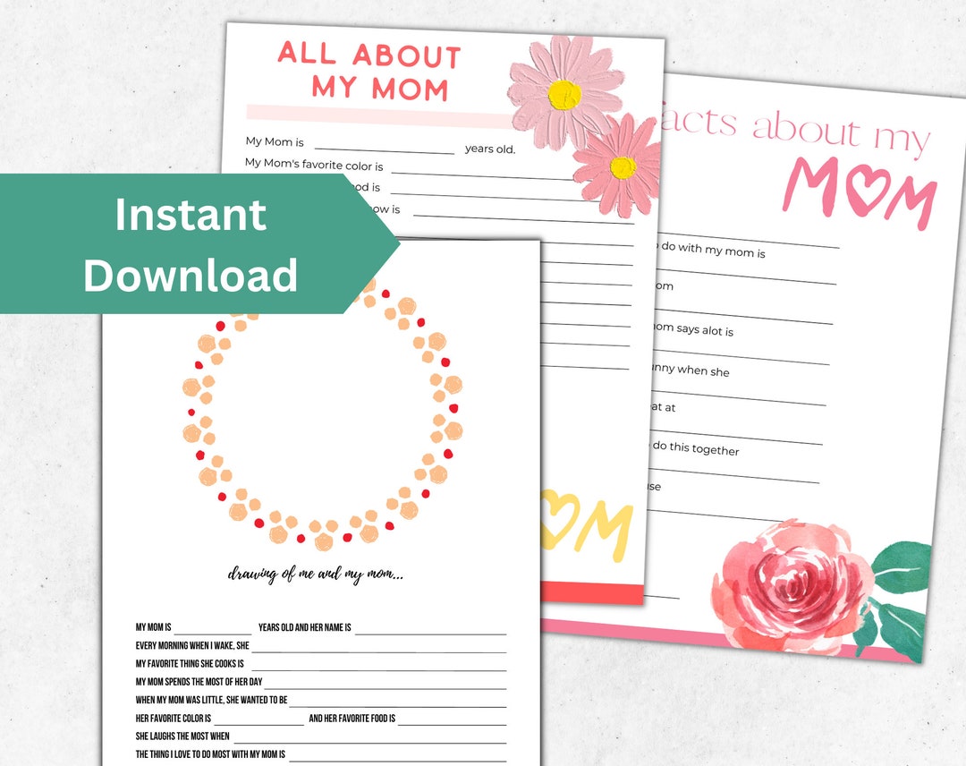 Mothers Day Game Printables Mom Quiz, Mom Trivia Game, Mother's Day ...