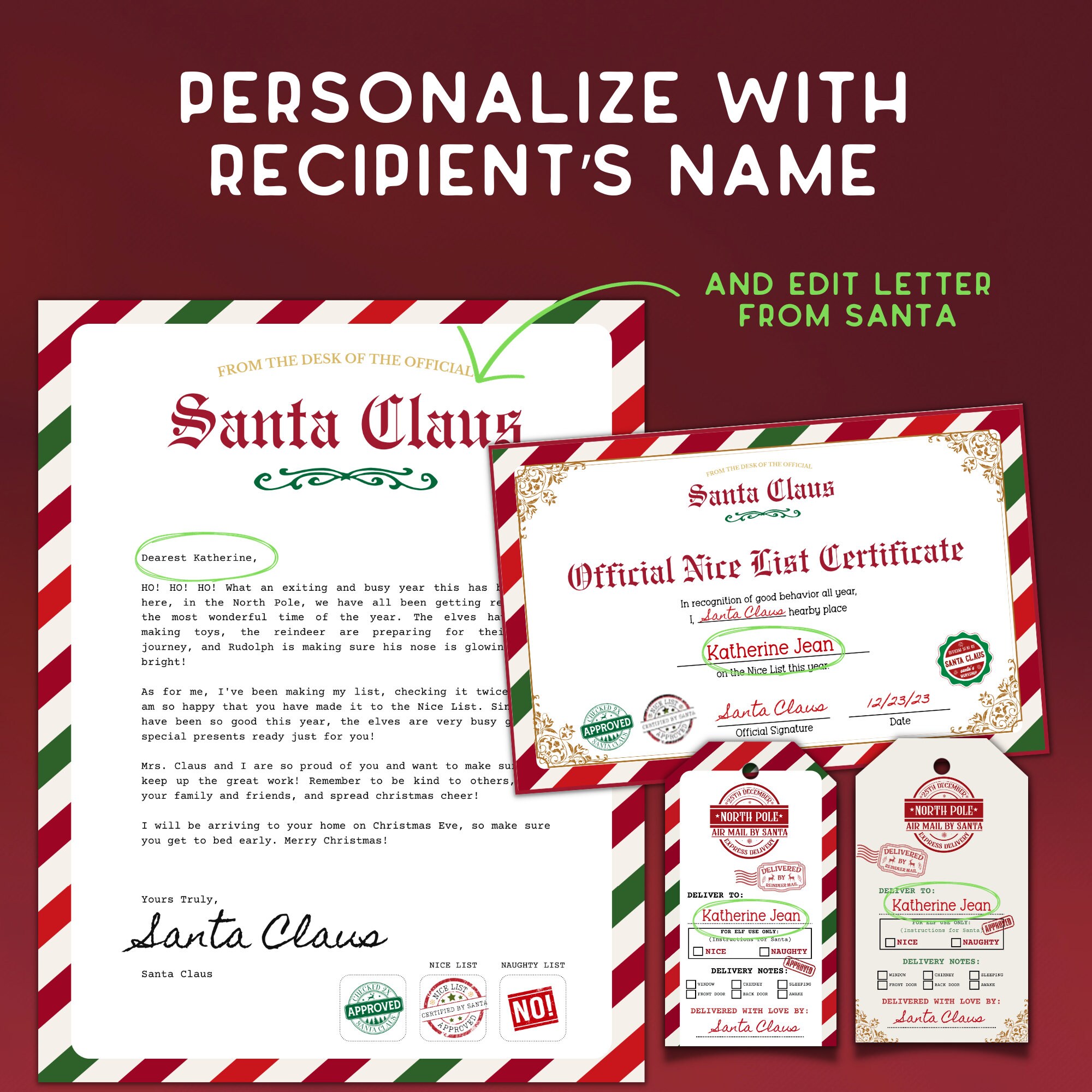 Editable Santa Letter Template Bundle - Letter From Santa, Letter to ...