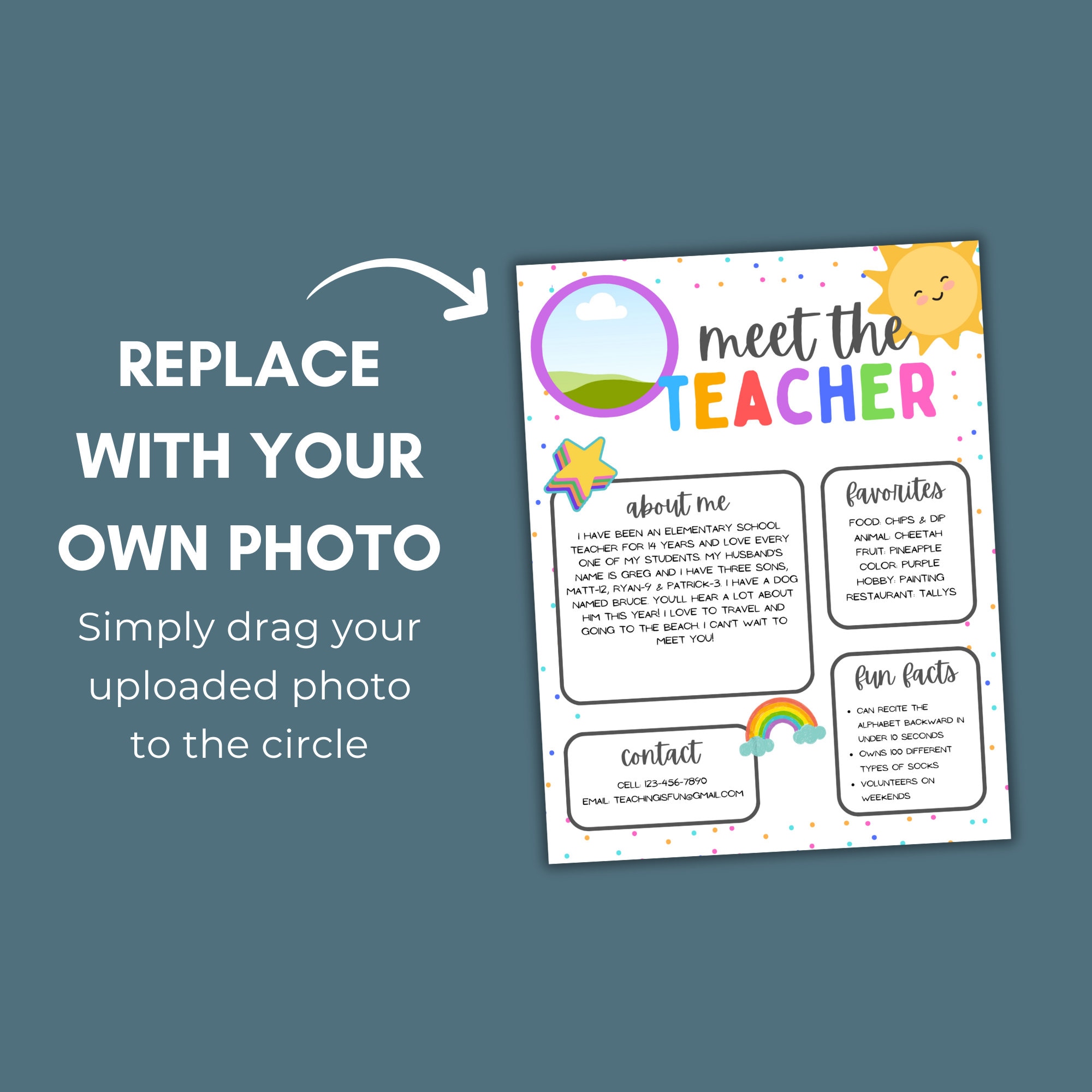 Retro Rainbow Meet the Teacher Template, Meet the Teacher Editable ...