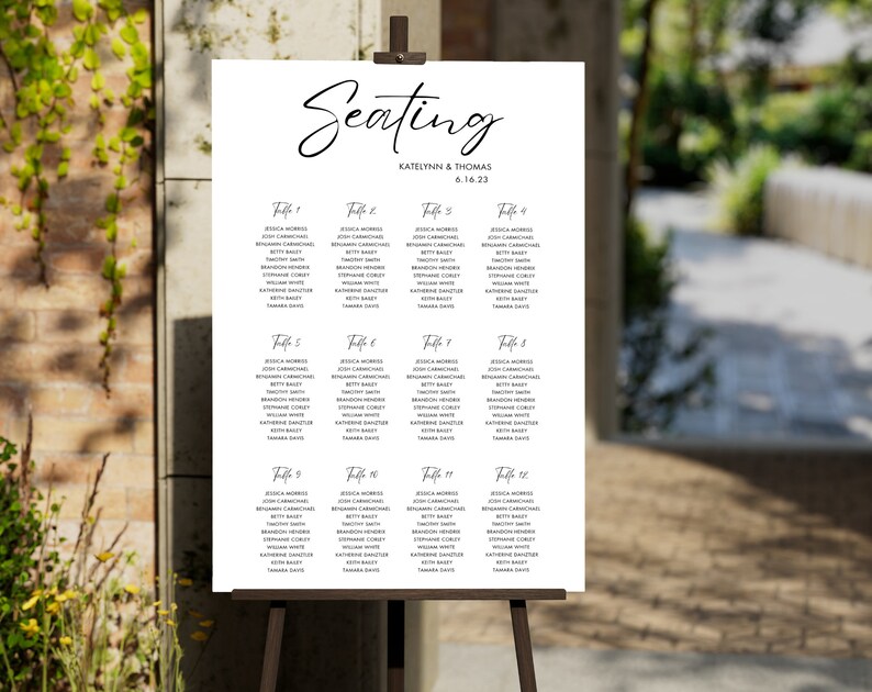 Editable Wedding Seating Chart Template, Wedding Seating Chart Board ...