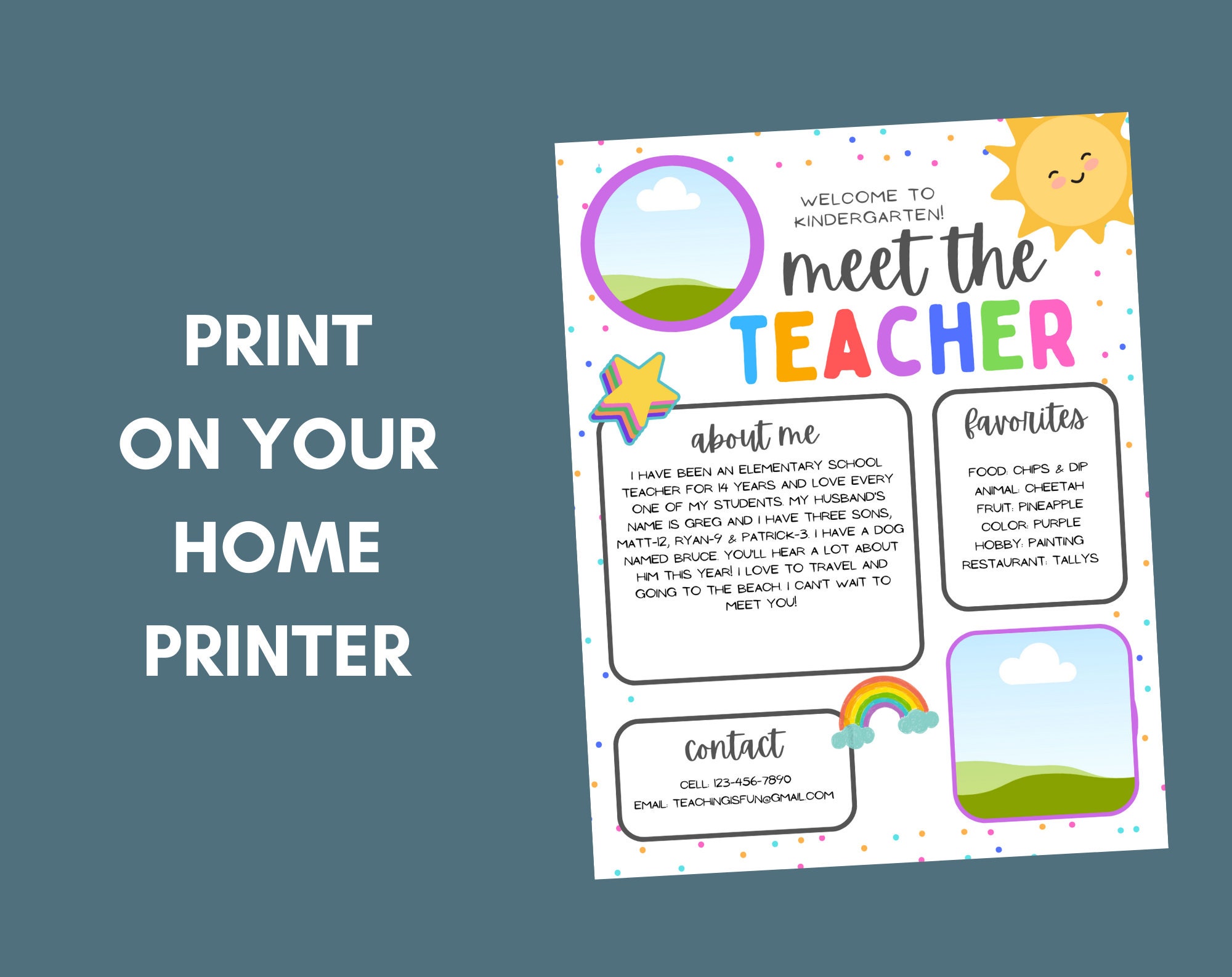 Retro Rainbow Meet the Teacher Template, Meet the Teacher Editable ...