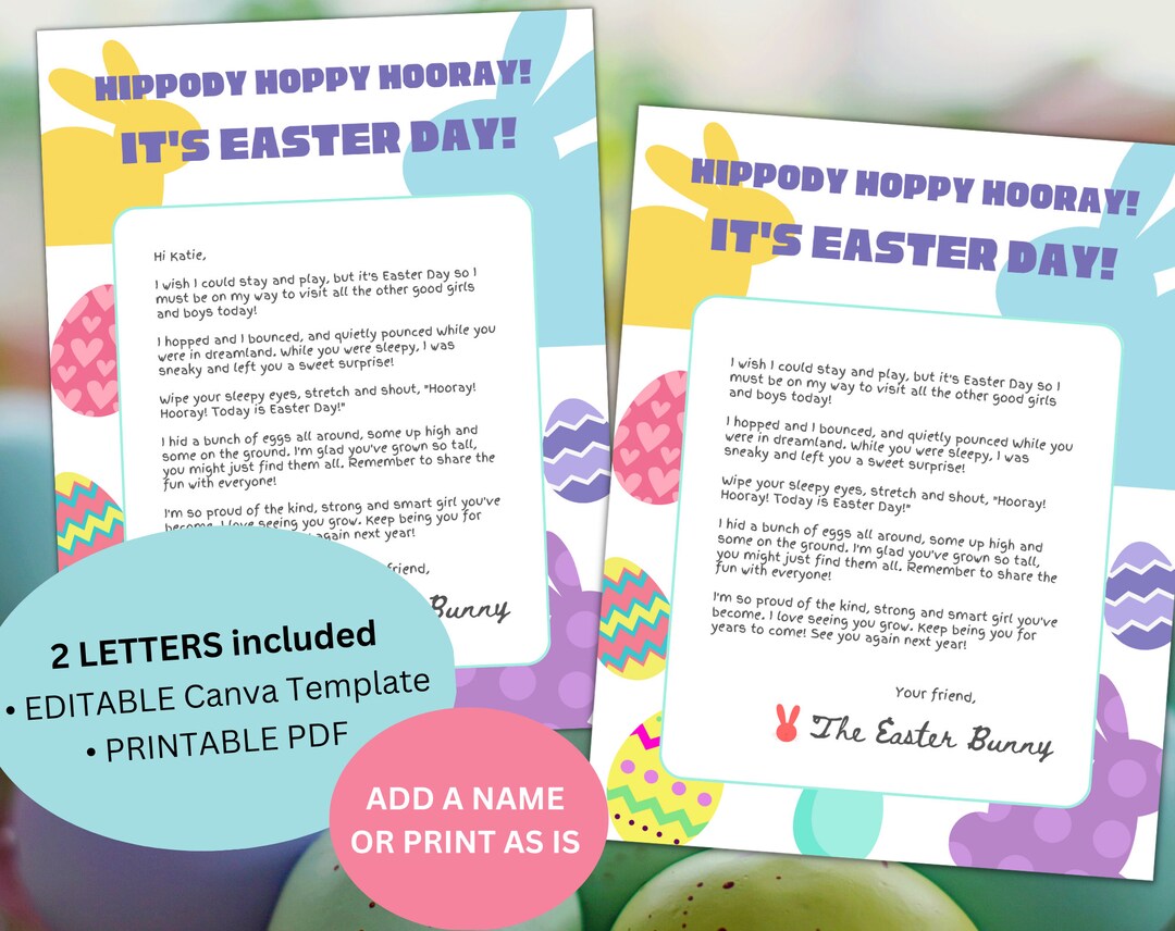 Editable Easter Bunny Letter Template, Easter Bunny Letter to Child ...