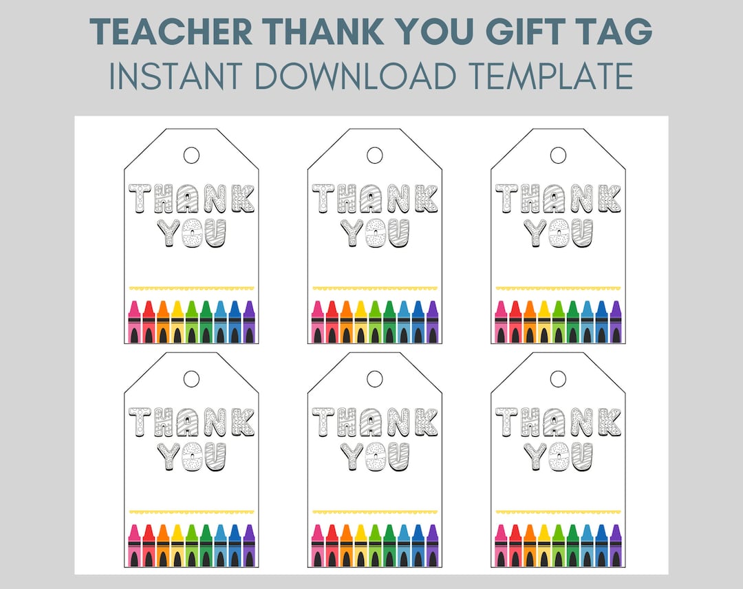 Teacher Gift Tags Appreciation Printable, Mother's Day Thank You Note ...