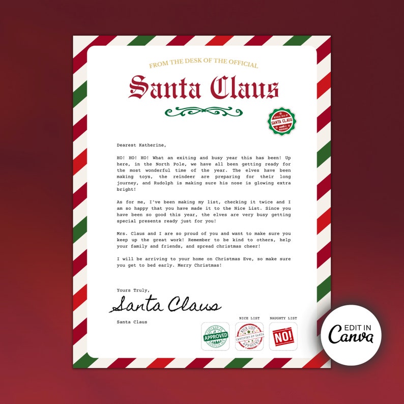 Editable Santa Letter Template Bundle - Letter From Santa, Letter to ...