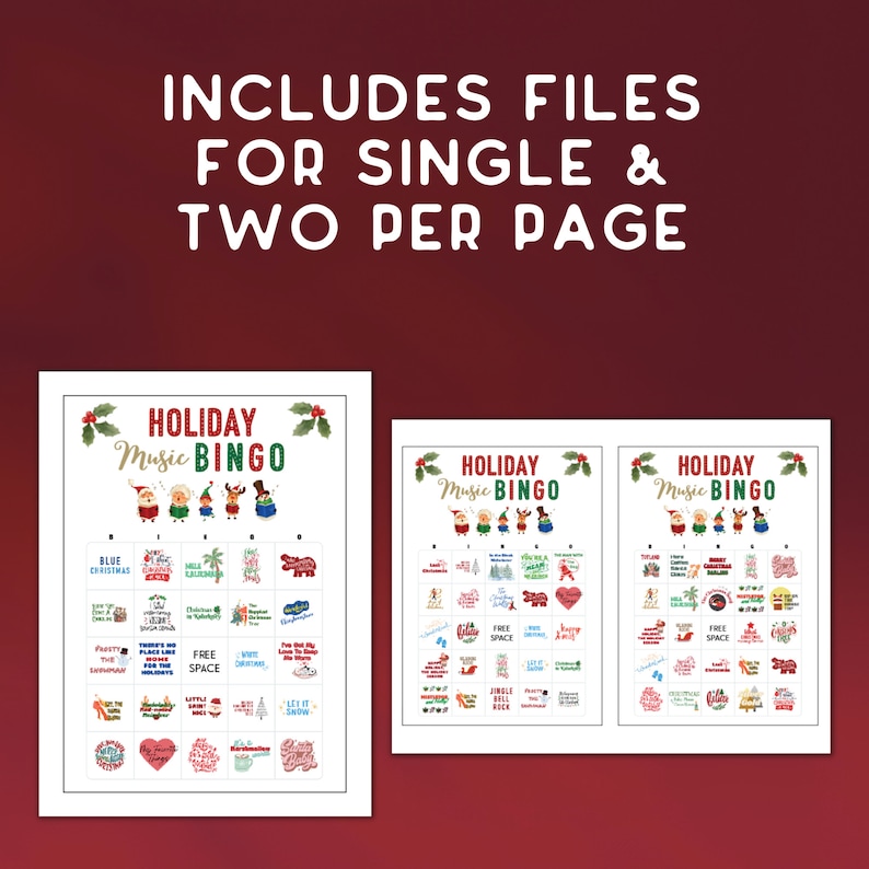 100 Non-secular Holiday Music Bingo Cards Printable Game for Kids and ...