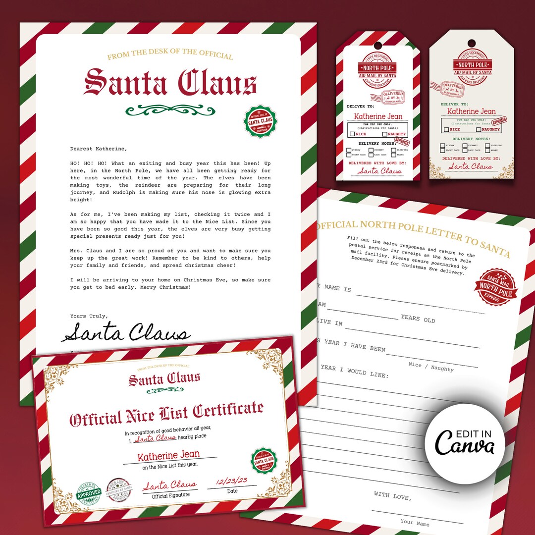 Editable Santa Letter Template Bundle - Letter From Santa, Letter to ...