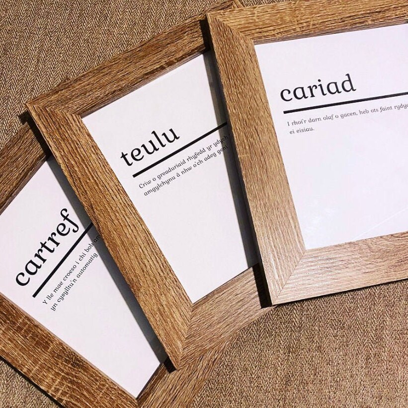 Set of 3 Welsh Language Prints - Cartref, Teulu, Cariad (home, Family ...