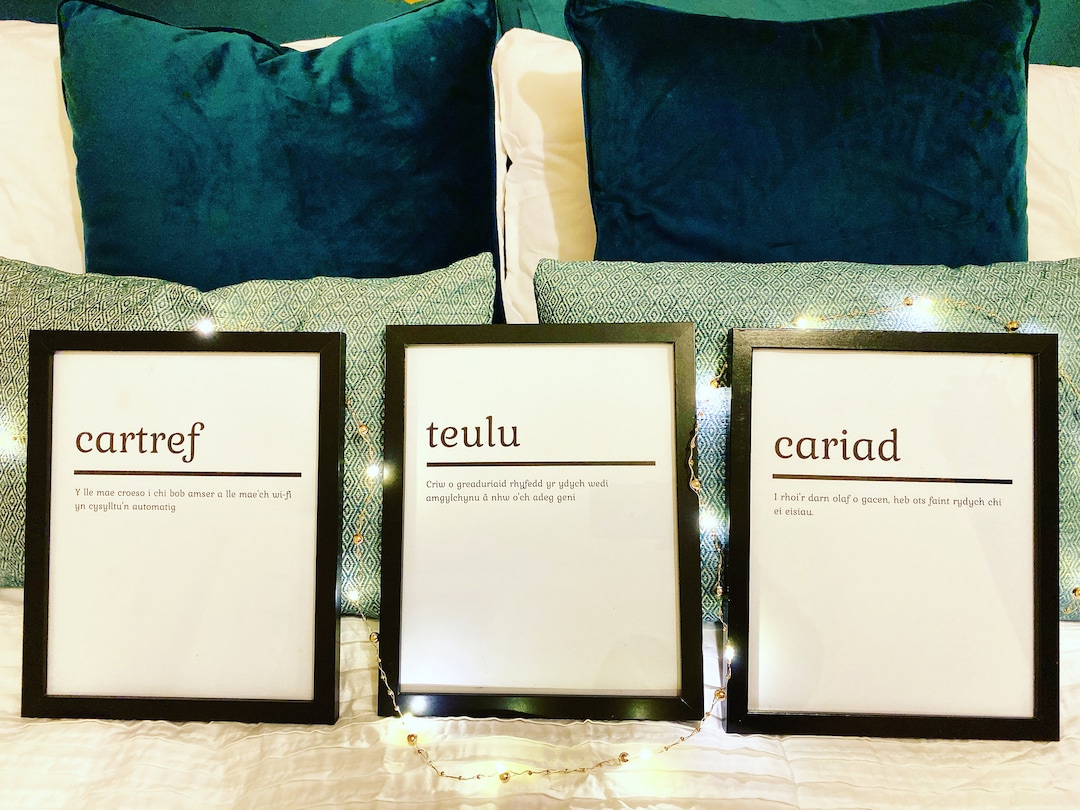 Set of 3 Welsh Language Prints - Cartref, Teulu, Cariad (home, Family ...