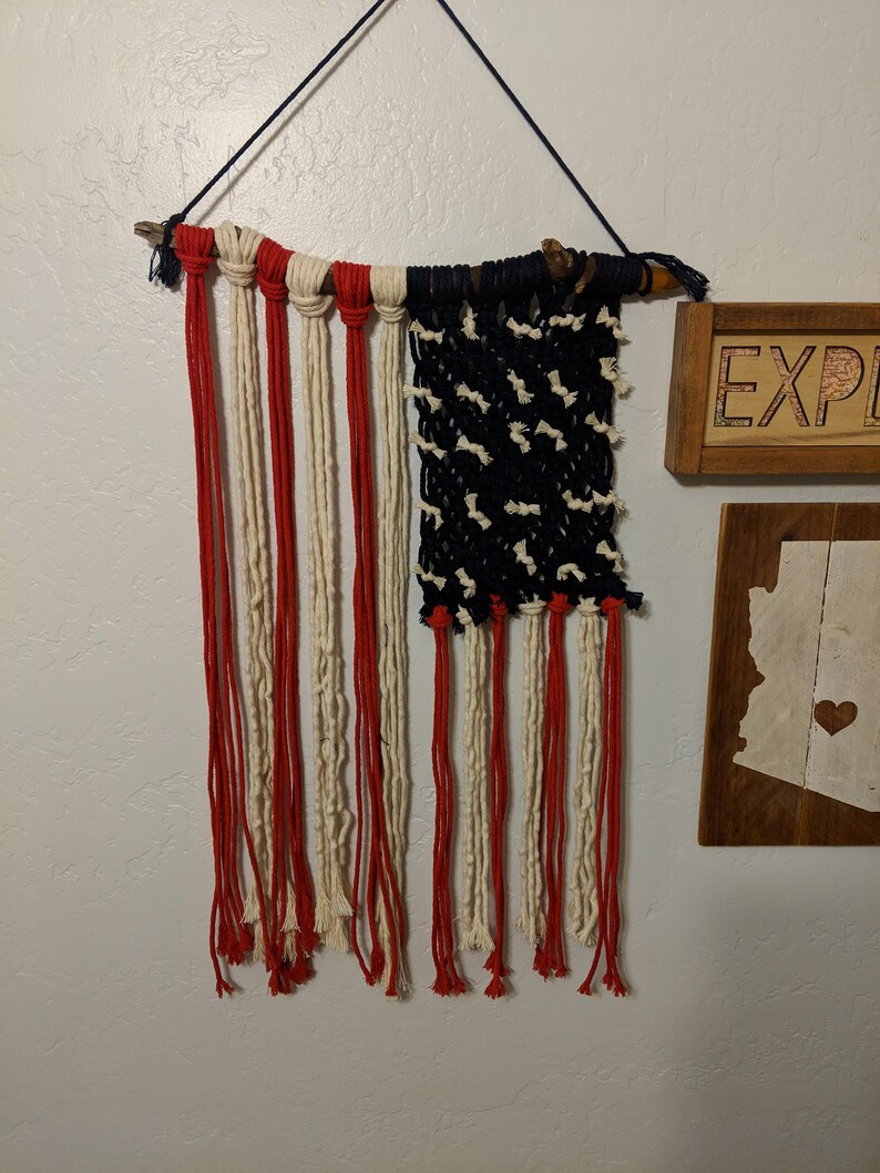 American Flag Macrame Wall Hanging | Etsy