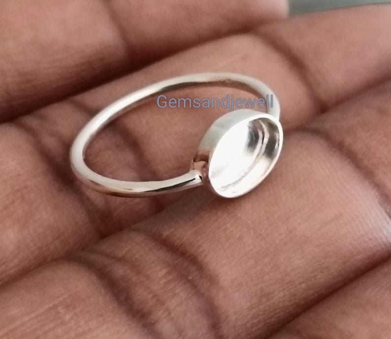 925 Sterling Silver Horizontal Oval Blank Ring Collet 6x4mm-11x9mm ...