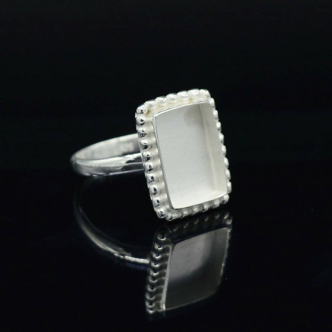 925 Sterling Silver Bezel Open Rectangle Bezel Cup Blank Ring 5x3mm ...