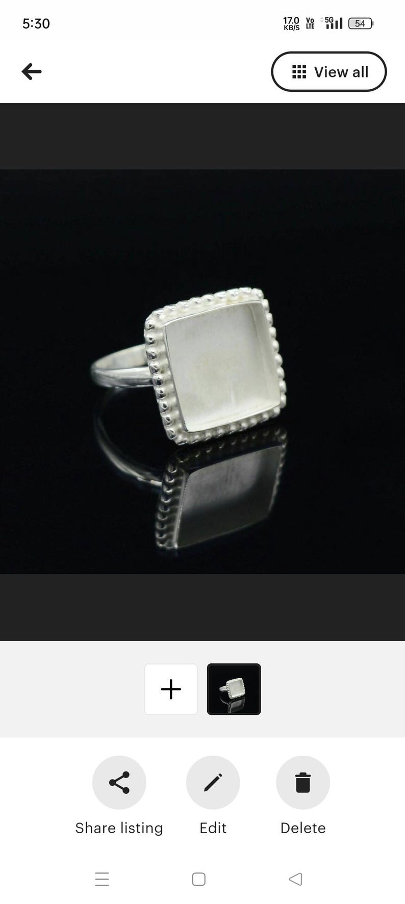 925 Sterling Silver Ring Square Bezel Cup Blank Ring, 3mm - 30mm ...