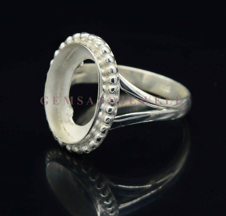 Solid 925 Silver Split Shank Band Ring Oval Blank Bezel Cup - Etsy