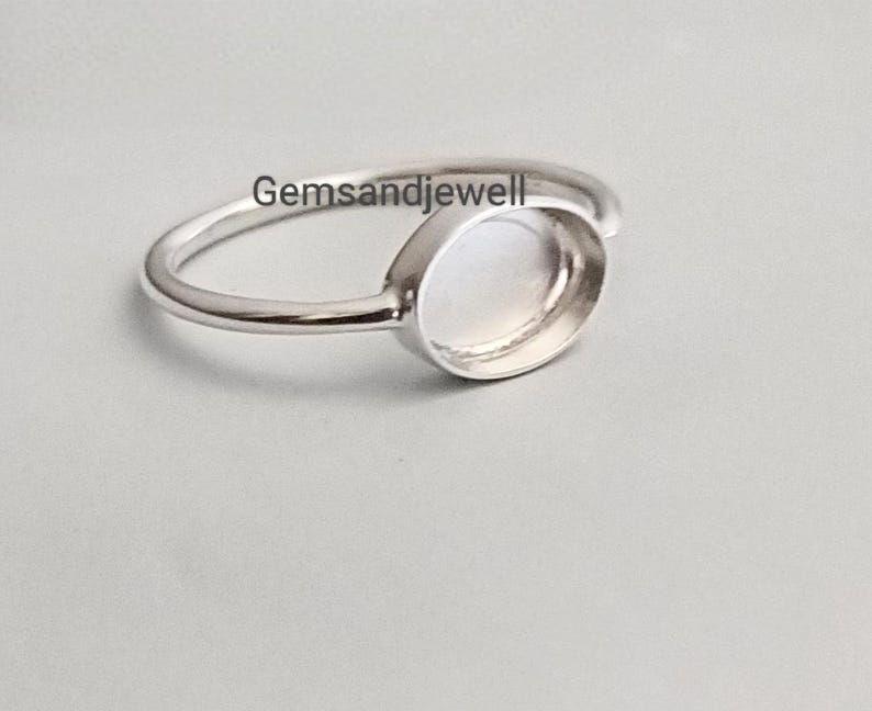 925 Sterling Silver Horizontal Oval Blank Ring Collet 6x4mm-11x9mm ...