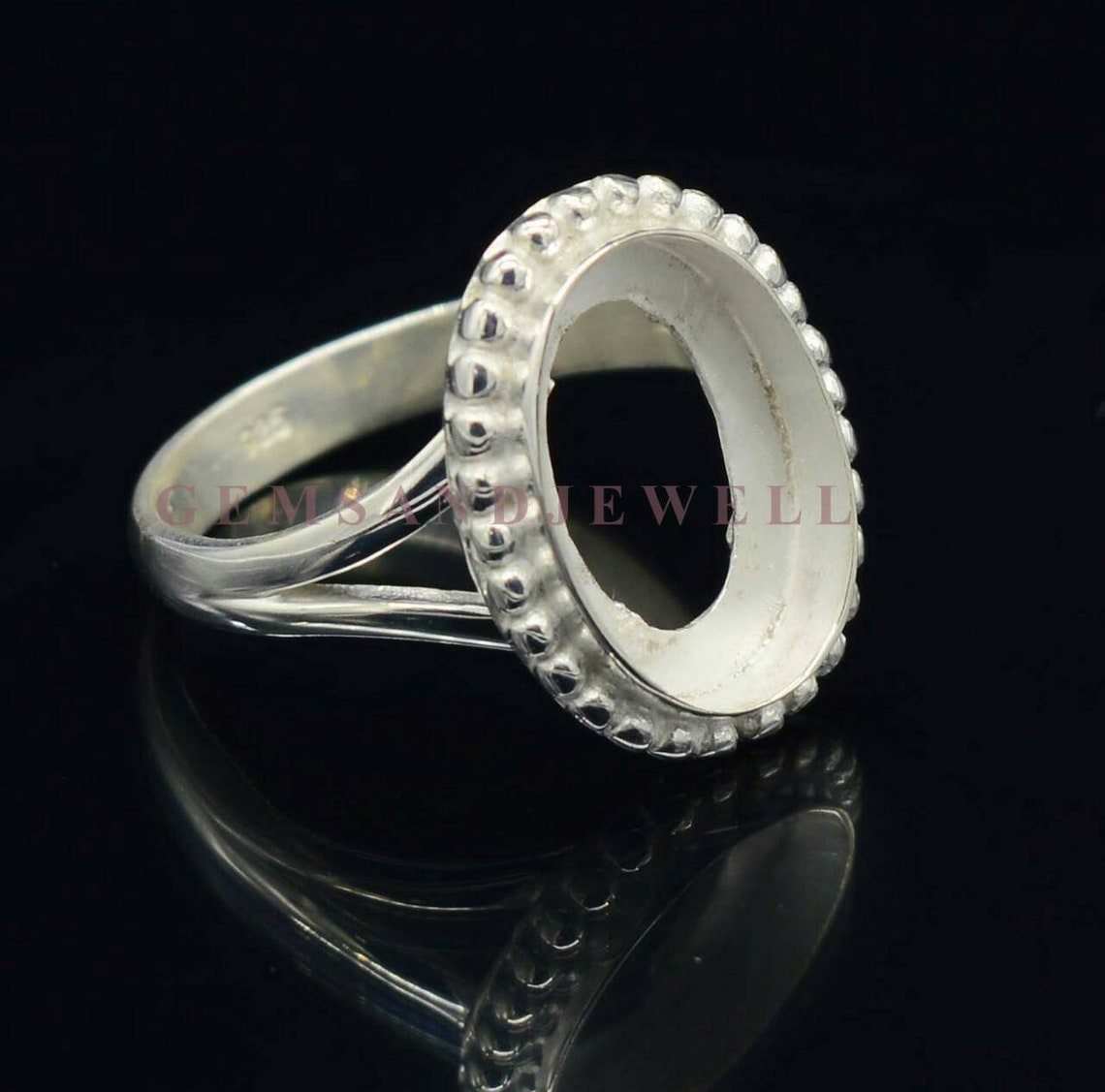 Solid 925 Silver Split Shank Band Ring Oval Blank Bezel Cup | Etsy