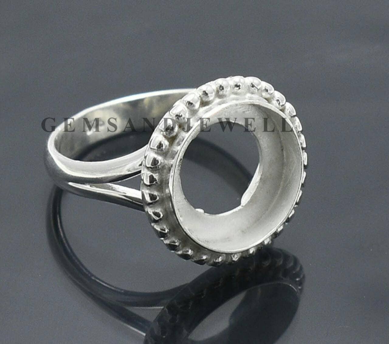 Round Bezel Cup Blank Split Shank Band Ring 925 Sterling Silver 3mm ...