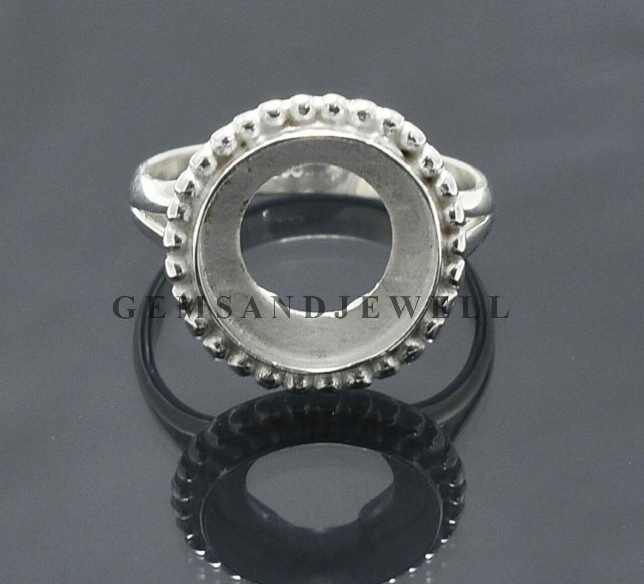 Round Bezel Cup Blank Split Shank Band Ring 925 Sterling Silver 3mm ...