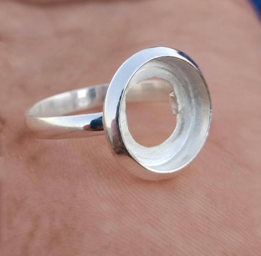 Round Bezel Cup Blank Thick Bezel Ring 925 Sterling Silver | Etsy