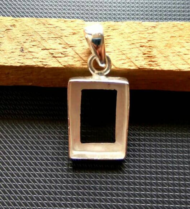925 Sterling Silver Rectangle Bezel Cup Blank Pendant Collet | Etsy