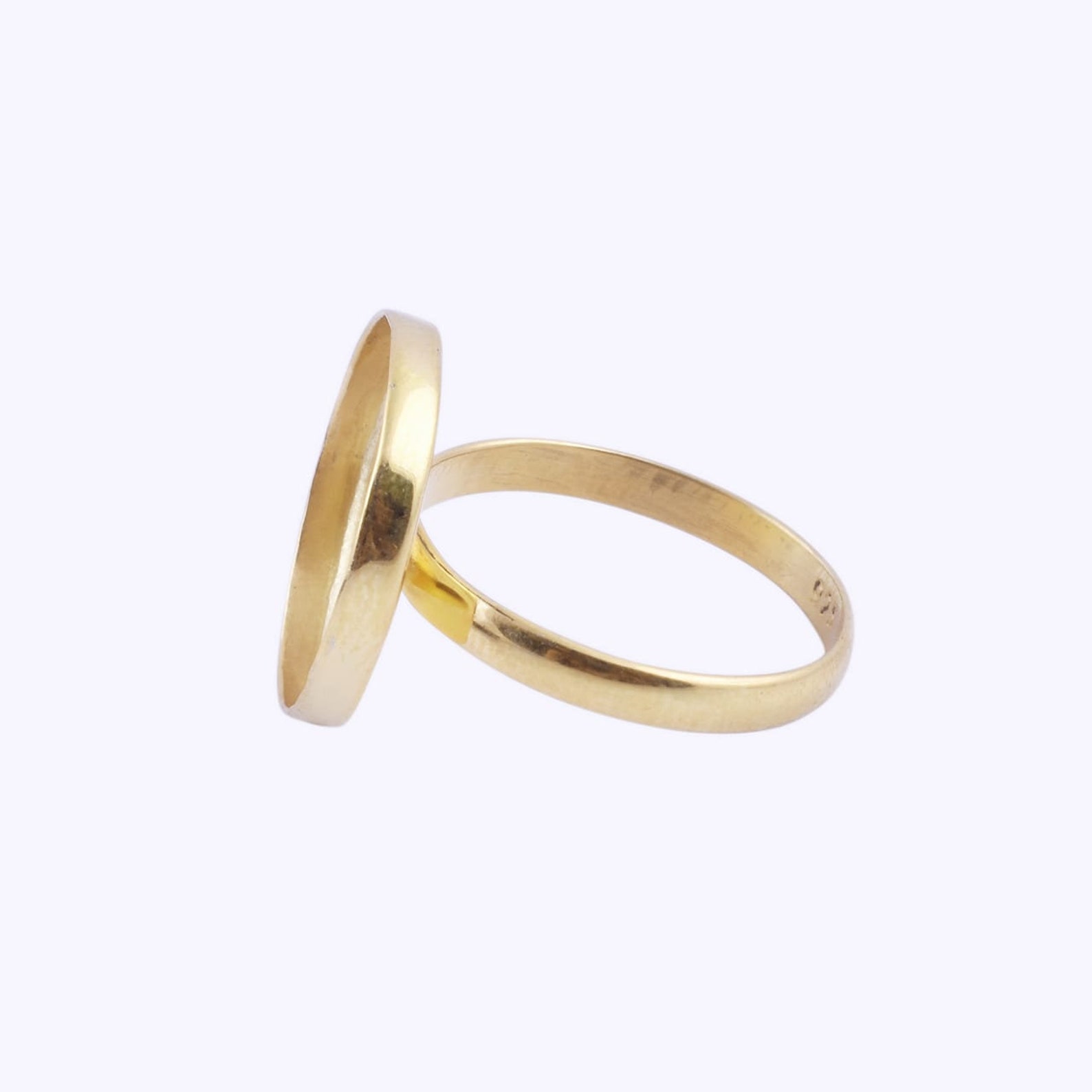 925 Silver Gold Plated Oval Bezel Cup Ring, Blank Cup Ring Collet ...