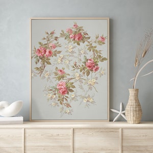 Vintage Rose Painting Shabby Chic Decor Downloadable Print - Etsy
