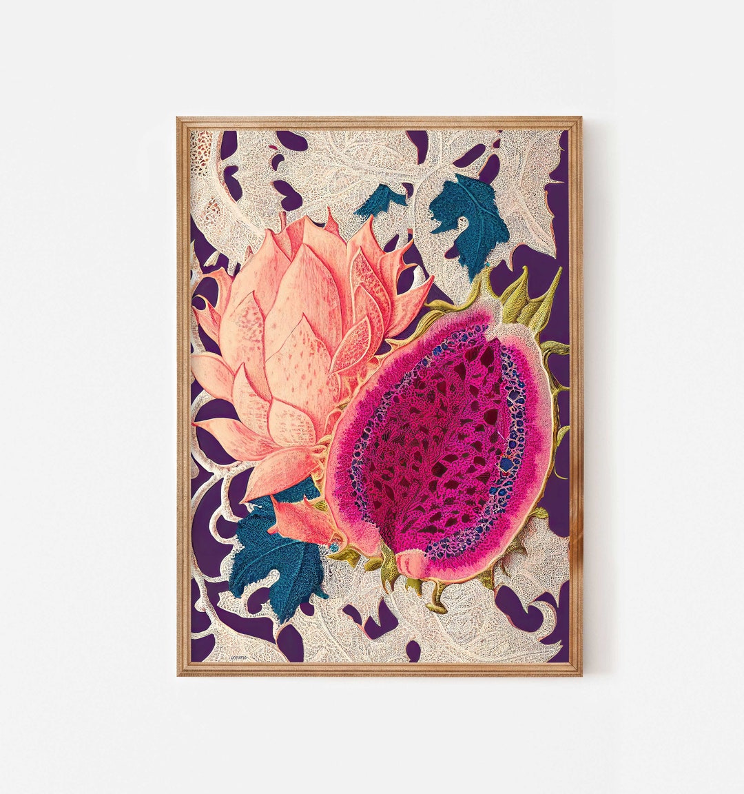Pitaya Tropical Fruit Printable Art, Dragon Fruit Poster, Boho Kitchen ...