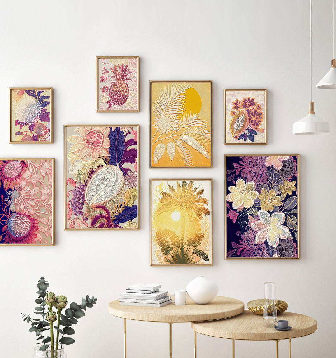 Boho Tropical Gallery Wandbild Set 8, Digital download Palme Sonne ...