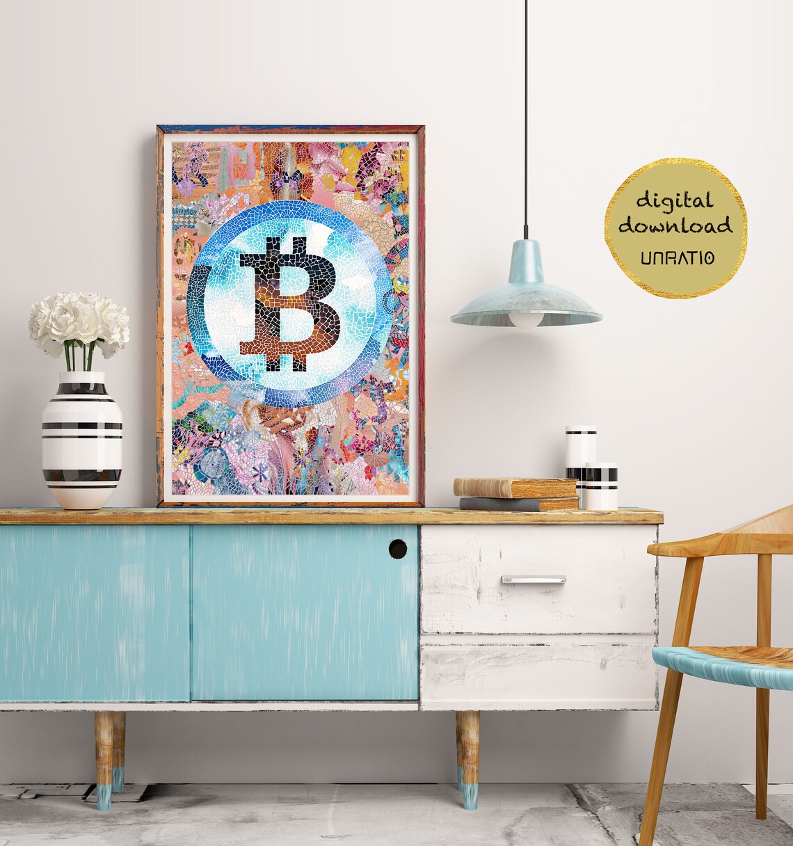 Bitcoin poster downloadable print Crypto wall art home | Etsy