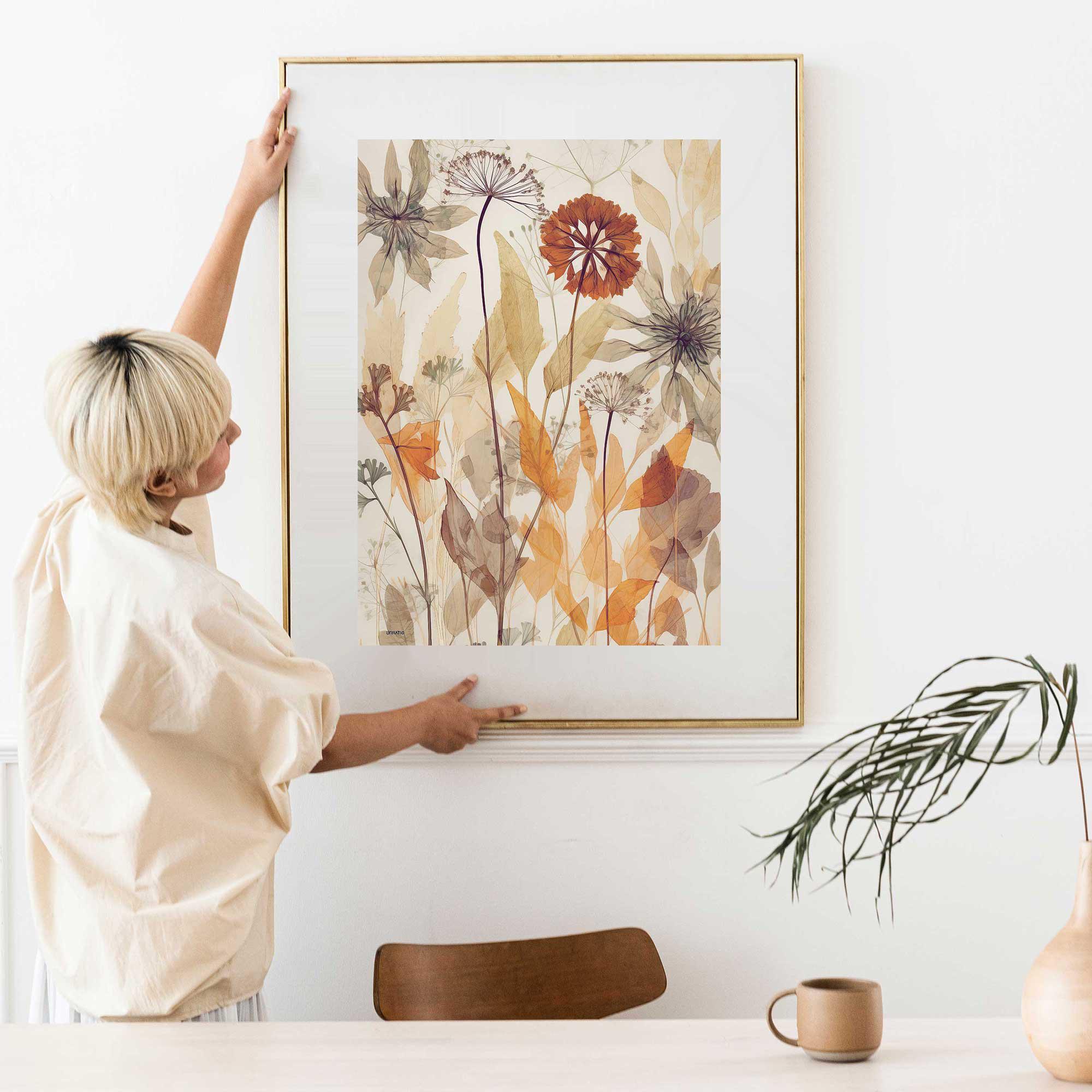 Dried Grass Pressed Botanical Poster, Printable Terracotta Wall Art ...