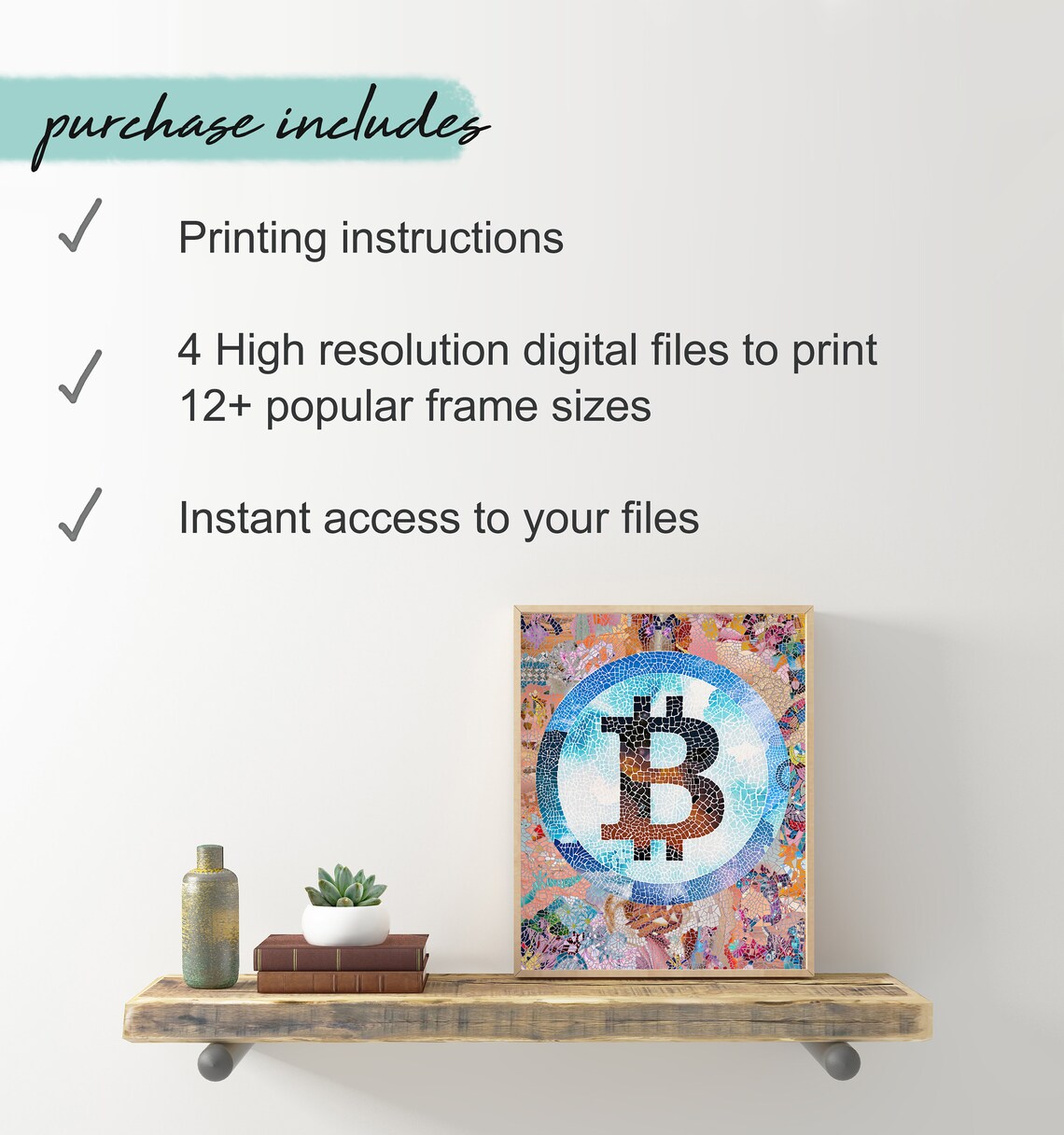 Bitcoin poster downloadable print Crypto wall art home | Etsy