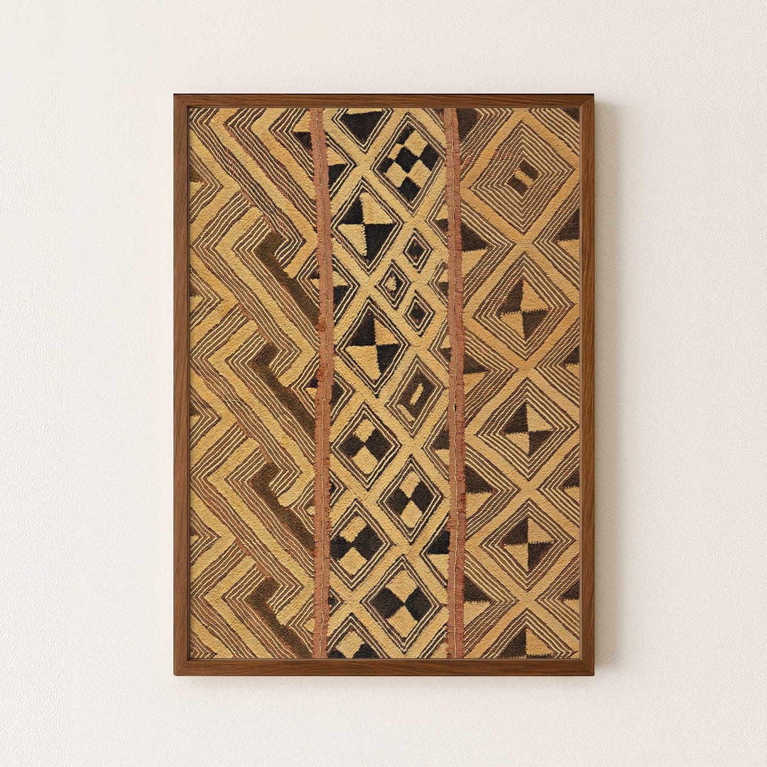African Tribal Textile Print With Geometric Pattern in Brown Neutral ...