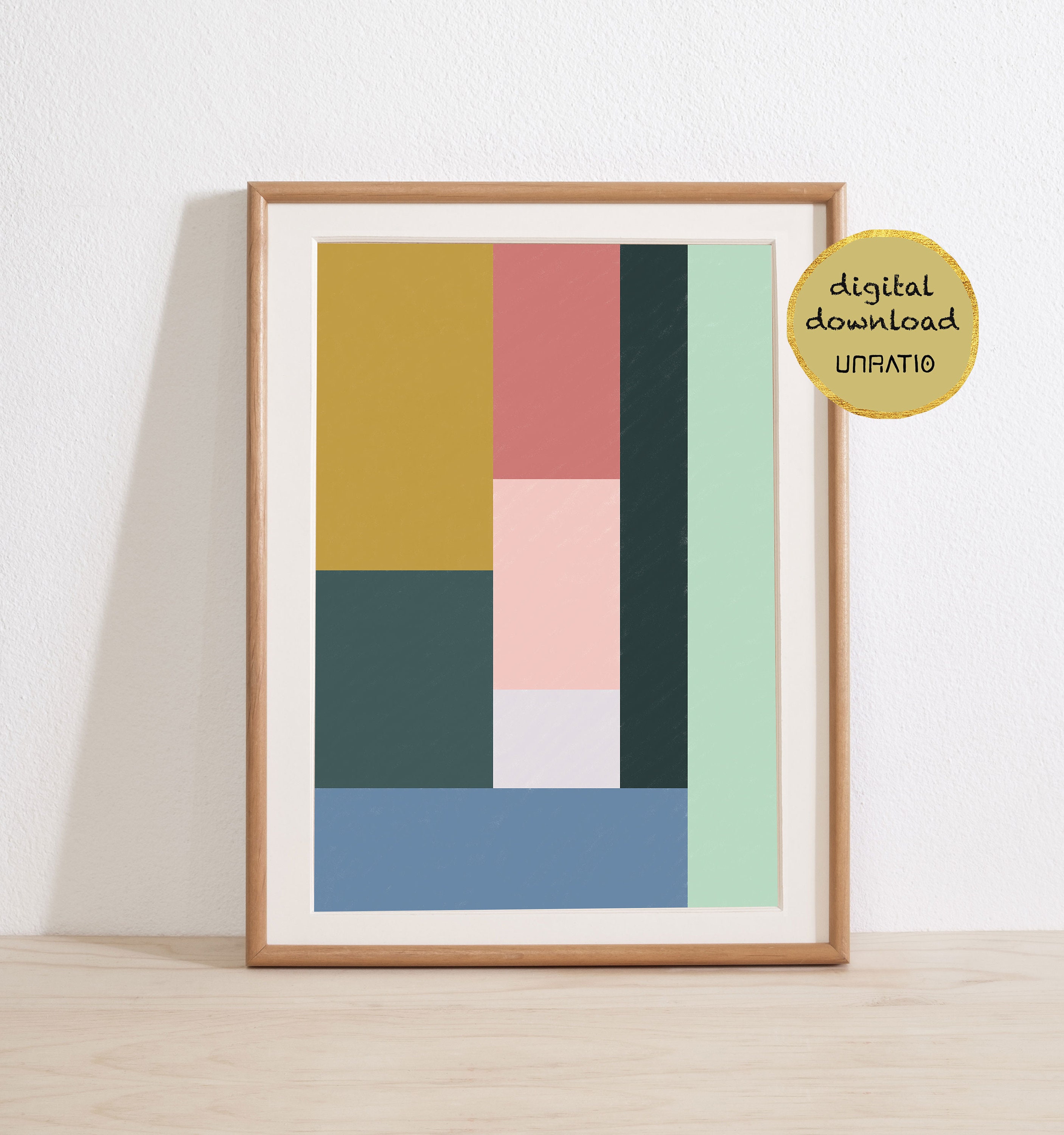Pastel colorblock geometric artwork downloadable print | Etsy