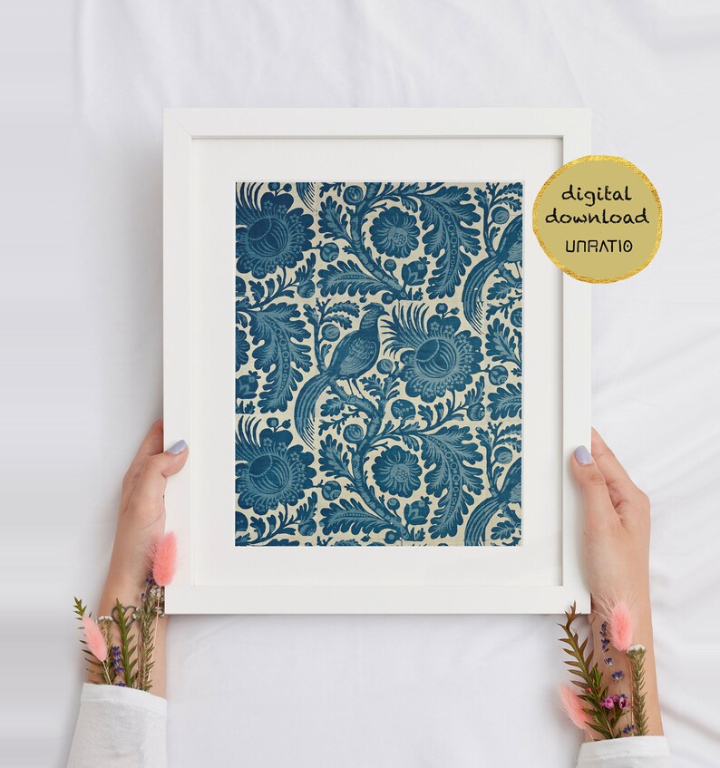 Indigo blue dyed printable textile art Downloadable print | Etsy