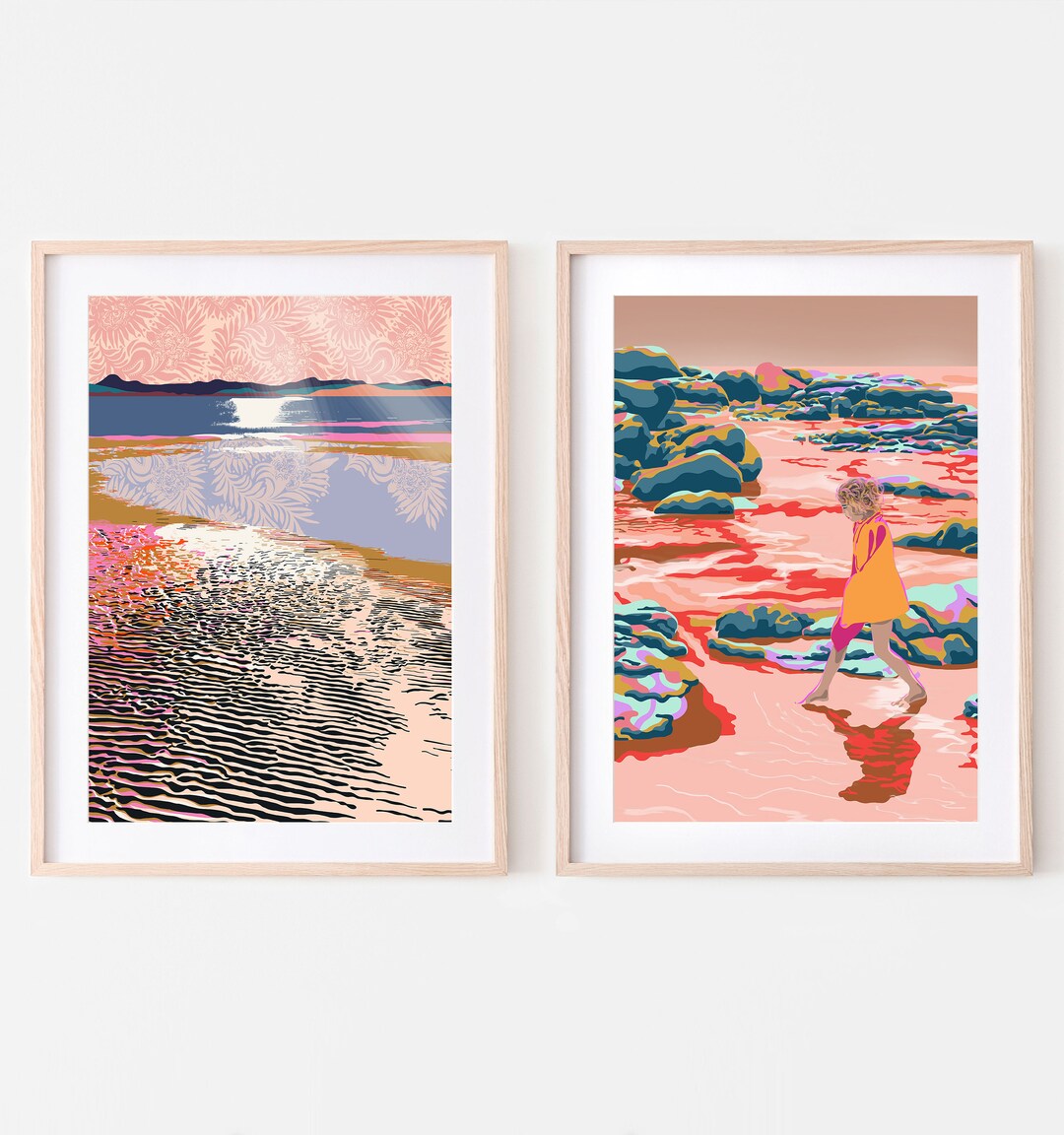 Sunset Beach Poster Set 2 Downloadable Print Abstract - Etsy