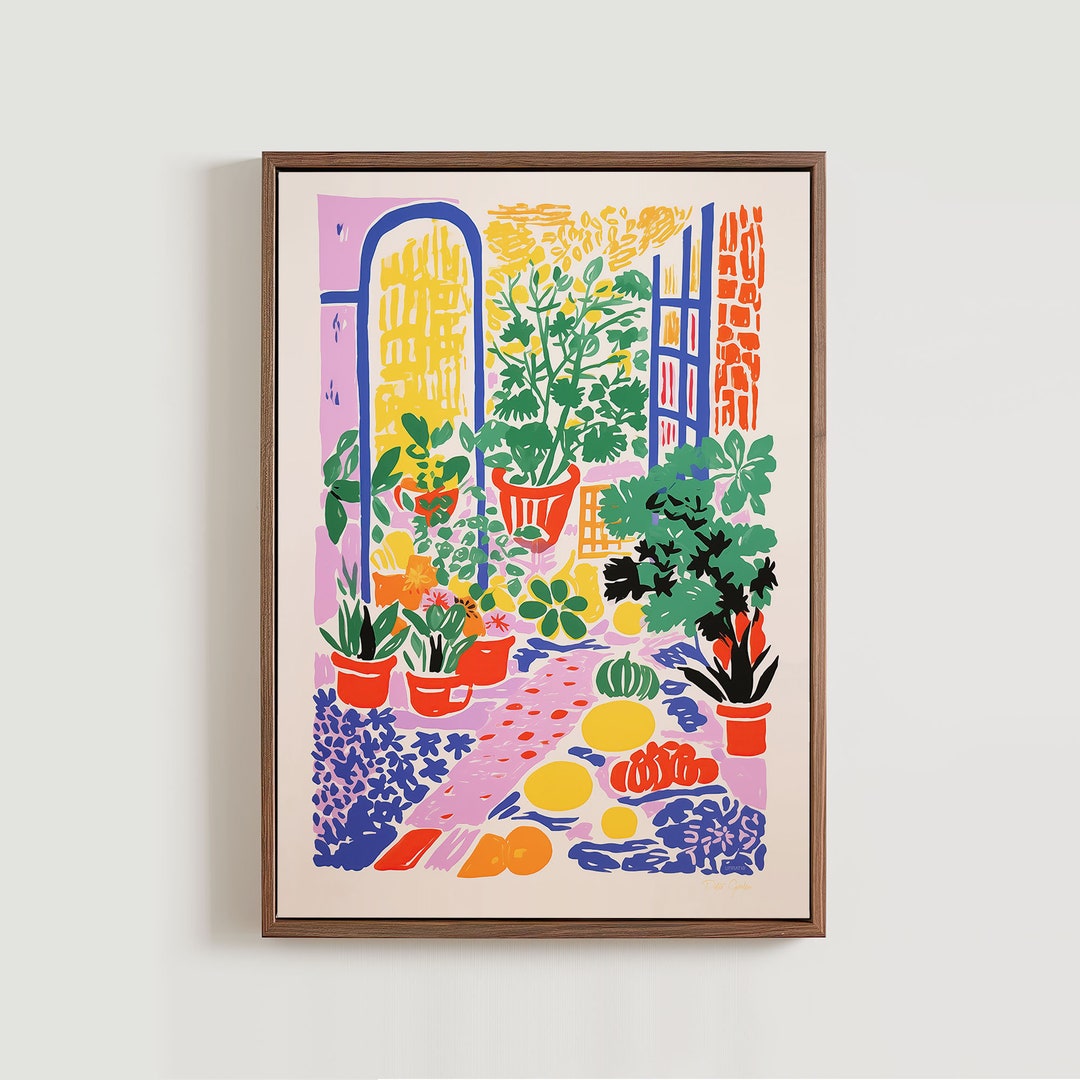 Matisse Style Colorful Plants Illustration in Primary Colors, Fauvism ...